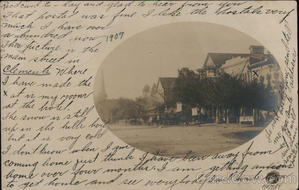 View of Main Street Clements, CA Postcard