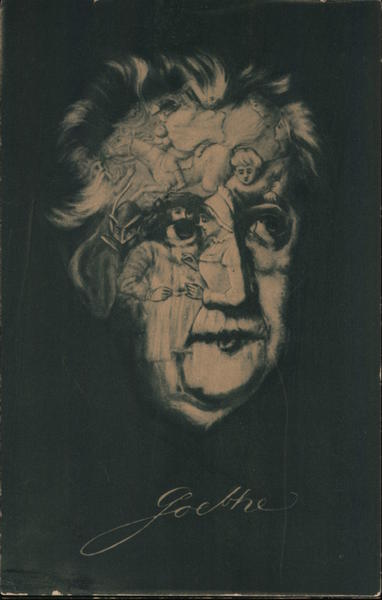 Portrait of Goethe made up of people, children, horse Metamorphic Postcard