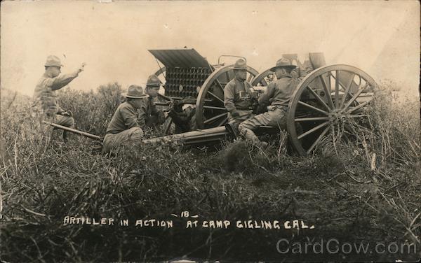Artillery in Action at Camp Gigling - Fort Ord Salinas, CA Postcard