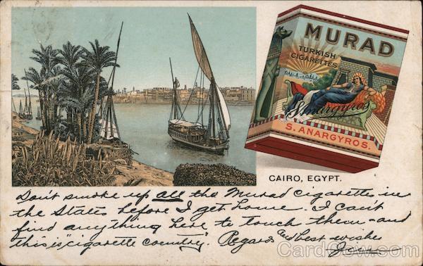 Murad Turkish Cigarettes Cairo, Egypt Advertising Postcard