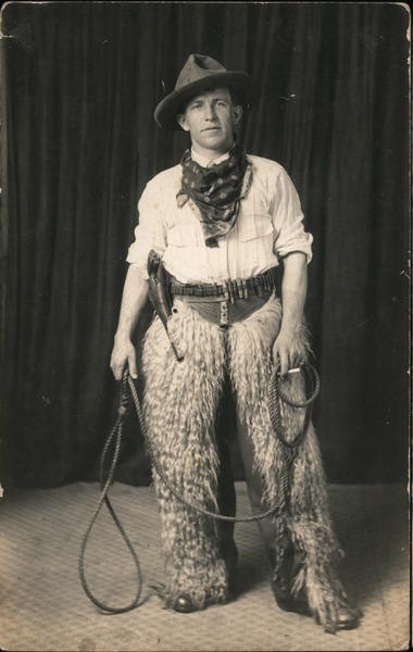 Cowboy, Lasso, Woolly Chaps San Francisco, CA Cowboy Western Postcard
