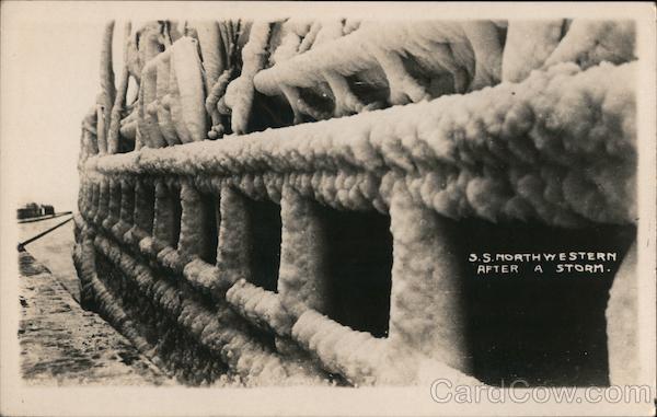 Iced S.S. Northwestern After a Storm Boats, Ships Postcard
