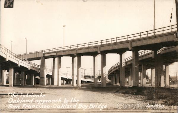 The intricate Oakland approach to the San Francisco-Oakland Bay Bridge ...