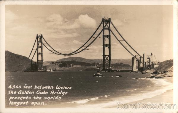 4,200 feet between towers the Golden Gate Bridge presents the world's ...