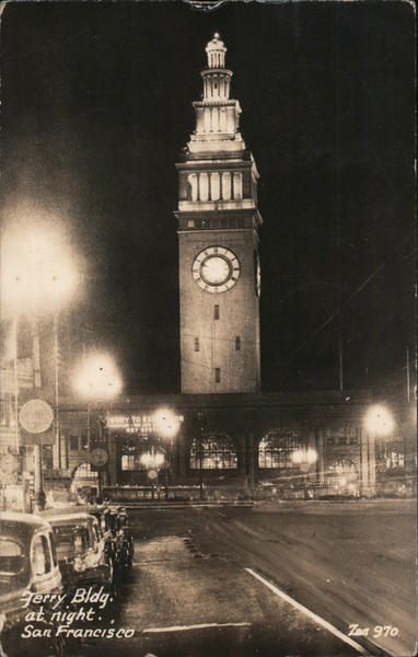 Ferry Building At Night San Francisco, CA Postcard