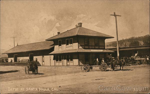 Depot At Santa Paula California Postcard