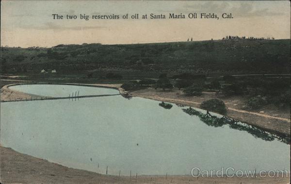 The two big reservoirs of oil at Santa Maria Oil Fields California Postcard