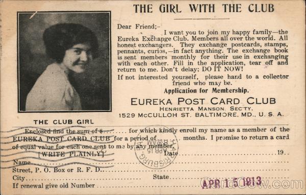 The Girl With the Club: Eureka Post Card Club Post Card Clubs ...