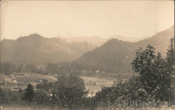 Valley and Bridge over Russian River Monte Rio, CA Postcard