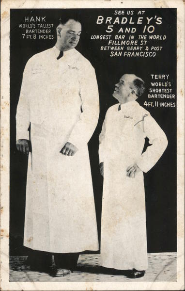 See Us At Bradley s 5 And 10 Longest Bar In The World Men Postcard