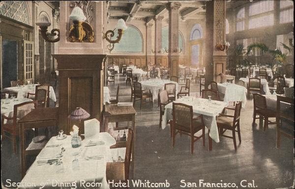 Section of Dining Room, Hotel Whitcomb San Francisco, CA Postcard