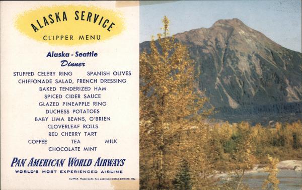 Alaska Service Clipper Menu Trains, Railroad Postcard