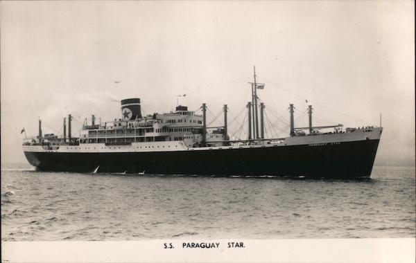 Blue Star Line S.S. Paraguay Star at sea Boats, Ships Postcard