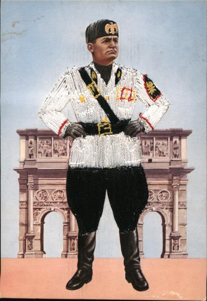 Benito Mussolini, Duce del Fascismo - Embroidered Uniform Italy Postcard