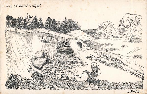 I'm Stickin' With It - Gold Panning Skeleton Cowboy Western Cliff ...