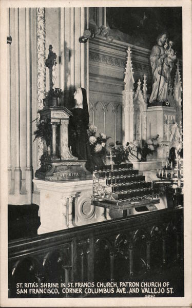 St Rita s Shrine In St Francis Church San Francisco CA Postcard St Rita s Shrine In St Francis Church San Francisco CA Postcard