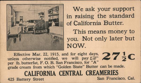 California Central Creameries San Francisco, CA Postcard