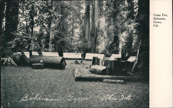 Camp Fire Bohemian Grove Monte Rio CA Postcard Camp Fire Bohemian Grove Monte Rio CA Postcard