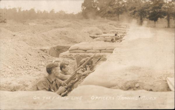 On the Firing Line. Officers' Training Camp. World War I Postcard