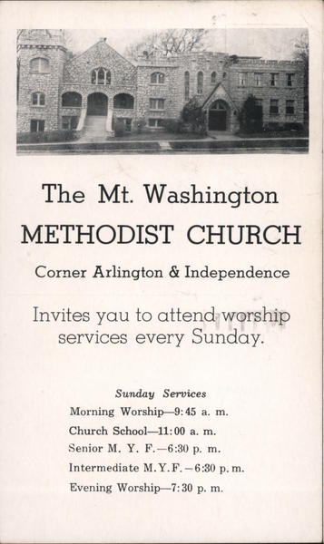 Mt. Washington Methodist Church - Arlington & Independence Kansas City ...