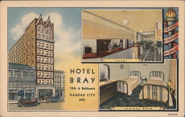 Hotel Bray Kansas City, MO Postcard