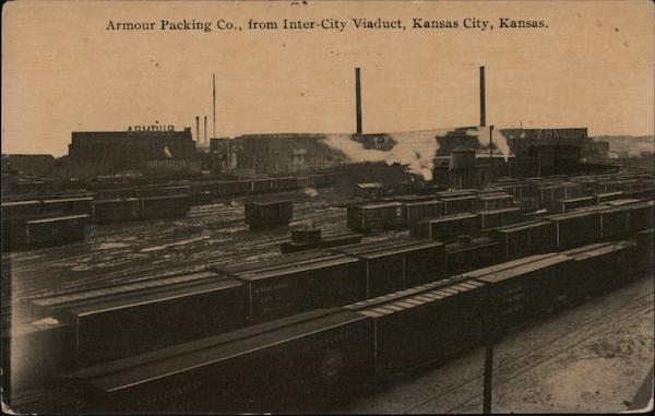 Armour Packing Company, from Inter-City Viaduct Kansas City, KS Postcard