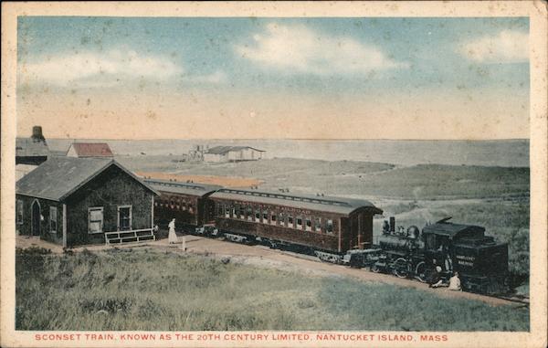 Sconset Train Known as the 20th Century Limited Nantucket, MA Postcard