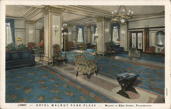 Lobby Hotel Walnut Park Plaza Philadelphia, PA Postcard