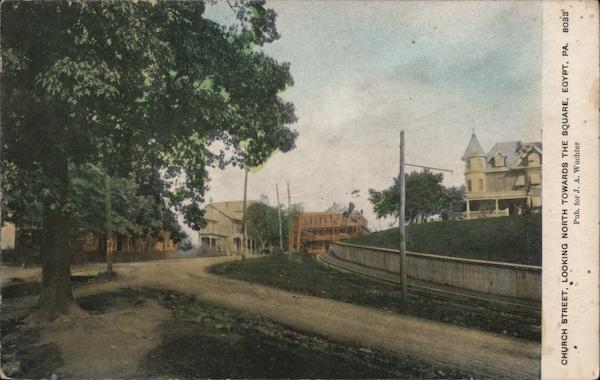 Church Street, Looking North Towards the Square Egypt, PA Postcard