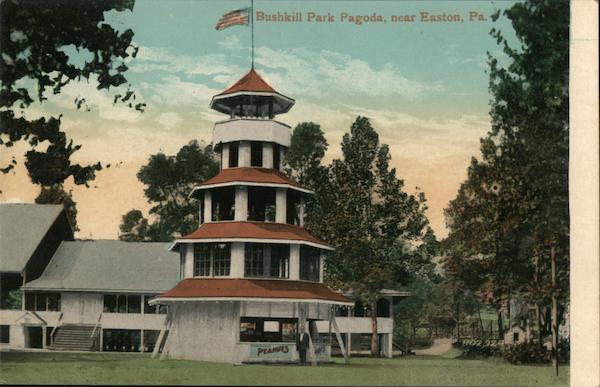 Bushkill Park Pagoda Easton, PA Postcard