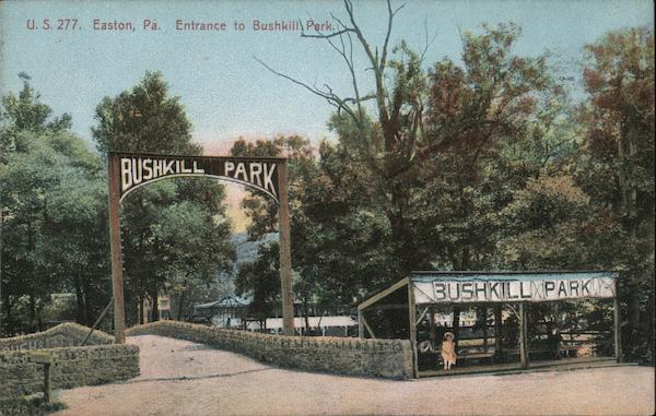 Entrance to Bushkill Park Easton, PA Postcard