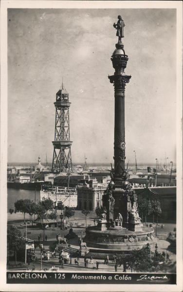 Monumento a Colon Barcelona, Spain Postcard