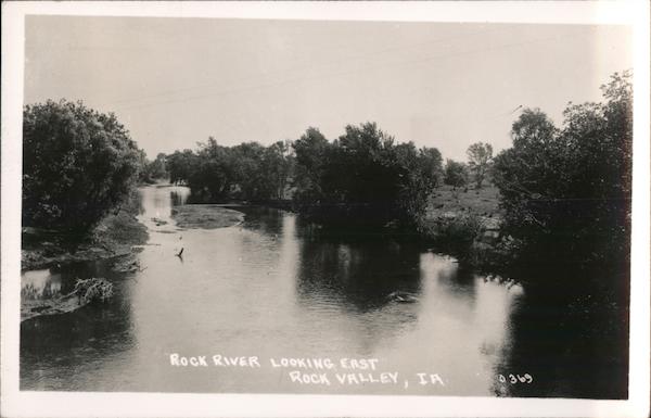 Rock River Looking East Rock Valley, IA Postcard