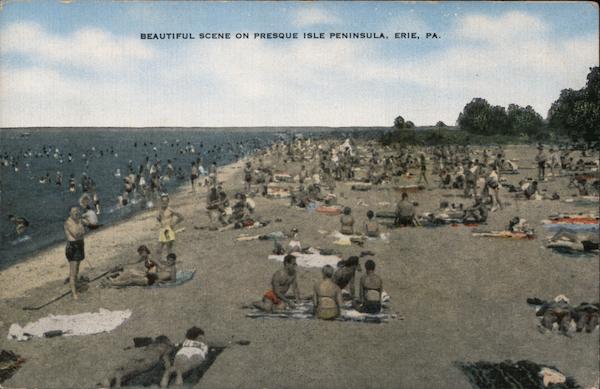 Beautiful Scene on Presque Isle Peninsula Erie, PA Postcard