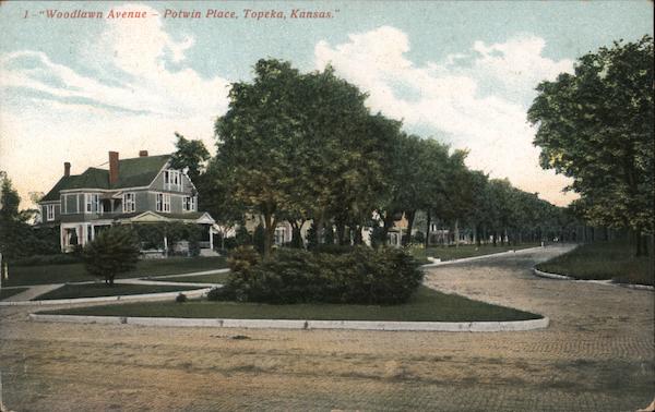 Woodlawn Avenue, Potwin Place Topeka, KS Postcard