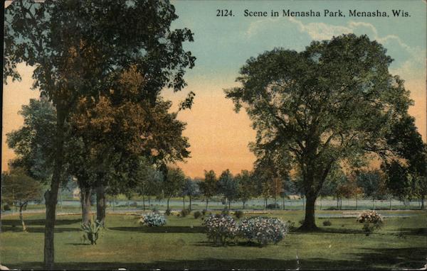 Scene in Menasha Park Wisconsin Postcard