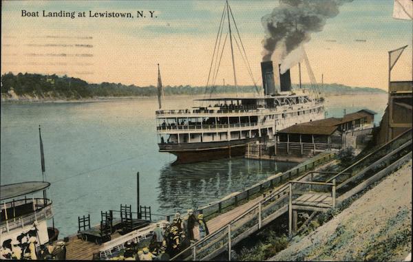 The Boat Landing with a steamer at its dock Lewiston, NY Postcard