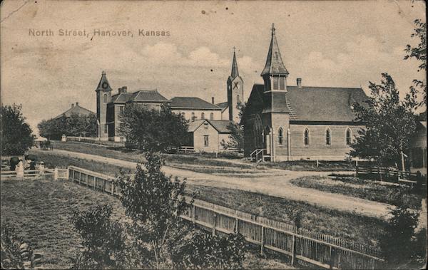 North Street Hanover, KS Postcard