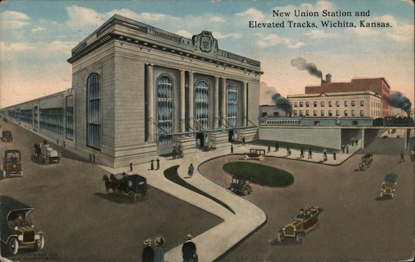 New Union Station and Elevated Tracks Wichita, KS Postcard