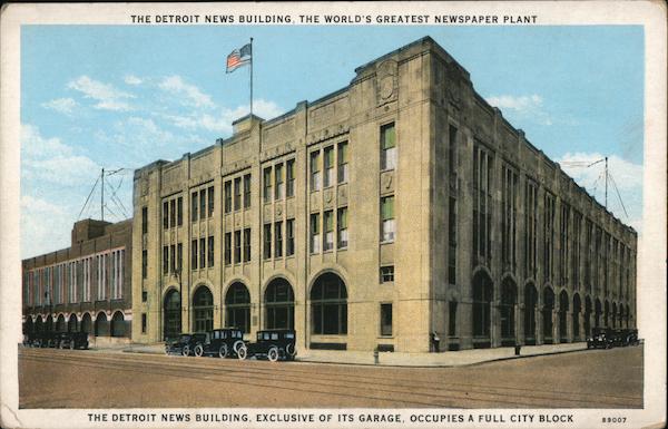 The Detroit News Building Michigan Postcard