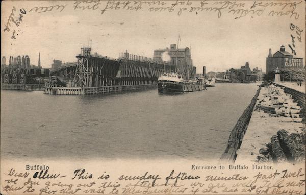 Entrance to Buffalo Harbor New York Postcard