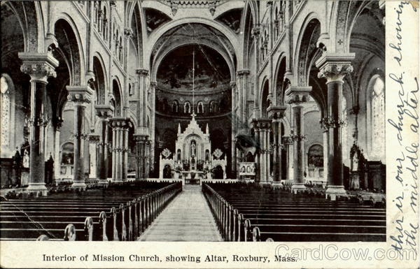 Interior Of Mission Church, Showing Alter Roxbury, MA