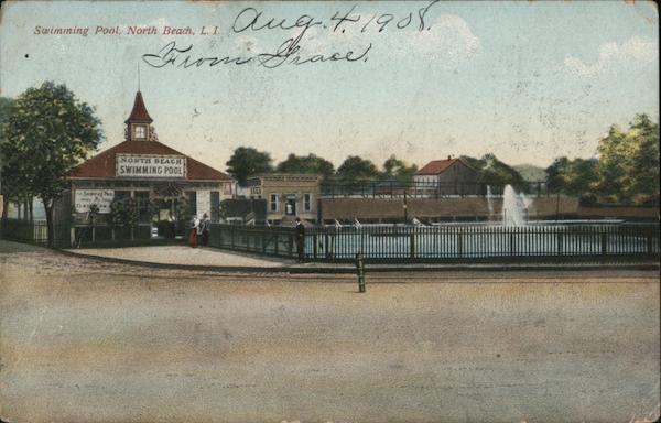 Swimming Pool, North Beach, Long Island New York Postcard