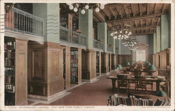 Technology Library, New York Public Library New York City, NY Postcard