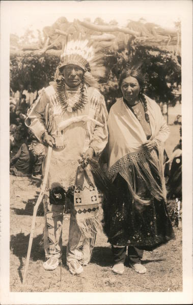 Lakota Indian Chief Dewey Beard & Wife Alice Native Americana Postcard