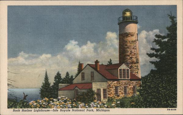 Rock Harbor Lighthouse Isle Royale National Park, MI Postcard