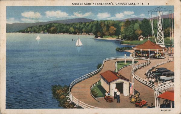 Custer Cars at Sherman's Caroga Lake, NY Postcard