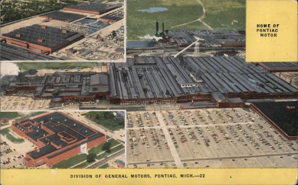 Pontiac Division of General Motors Michigan Postcard