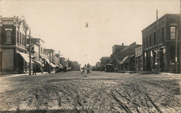 Main Street Looking South Alta, IA Postcard