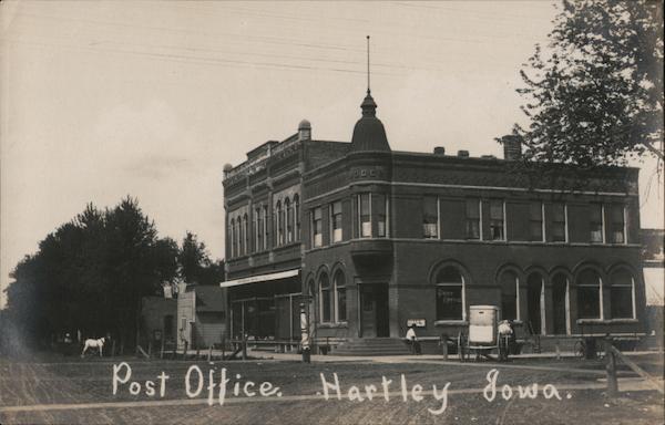 Post Office Hartley, IA Postcard